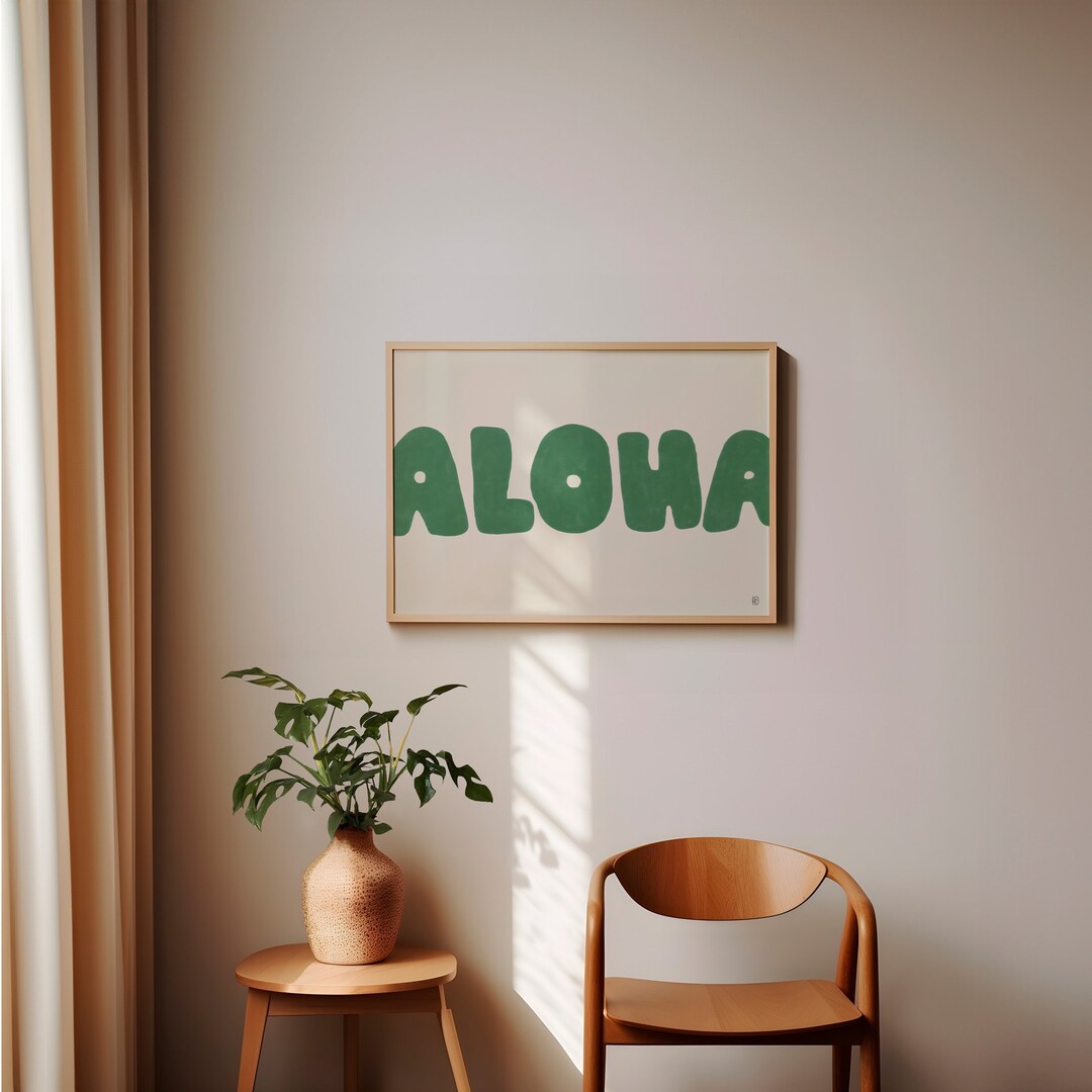 RETRO ALOHA Horizontal Poster, Vintage Hawaiian Wall Art, Eclectic Home ...