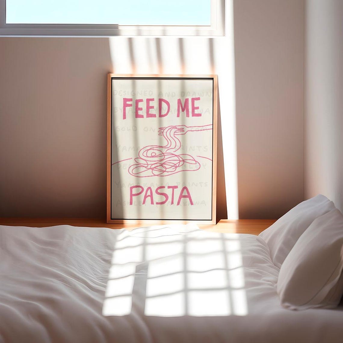 Feed Me Pasta Wall Art, Italian Food Poster, Retro and Hand-drawn ...
