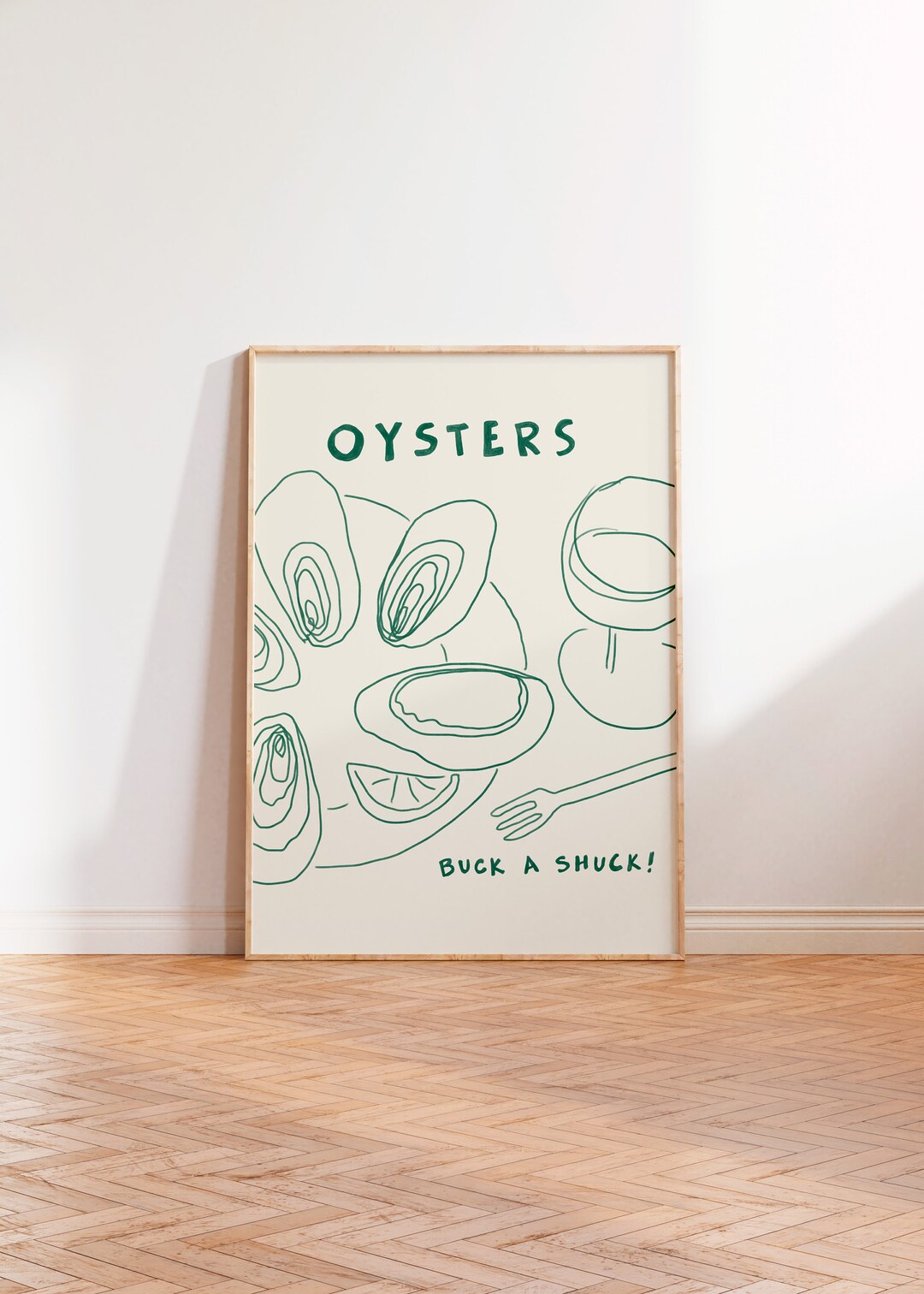 Oyster Poster, Buck a Shuck Oyster Art Print, Modern Food Wall Art ...