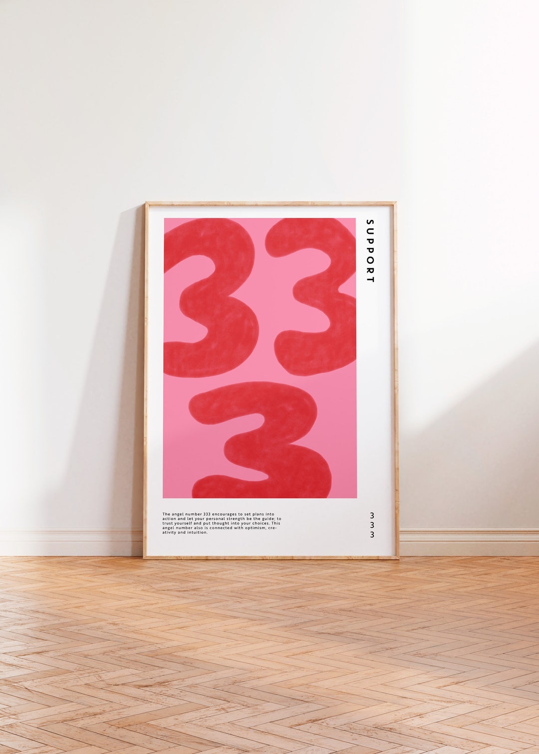 ANGEL NUMBER 333 Wall Art, Pink and Red Trendy Print, Spiritual ...
