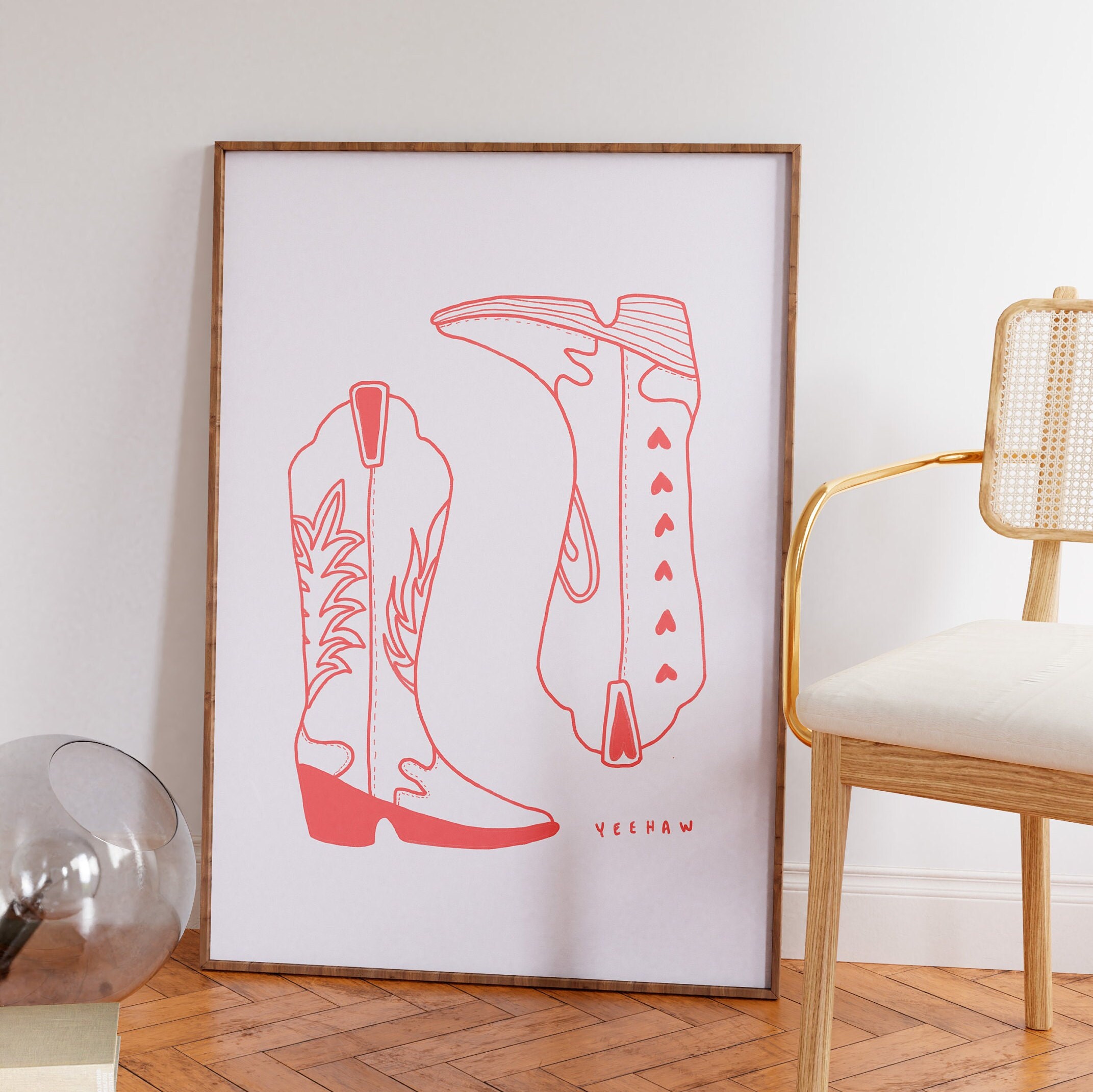 Cowboy Boots Poster Yeehaw Western Art Print Howdy Aesthetic - Etsy