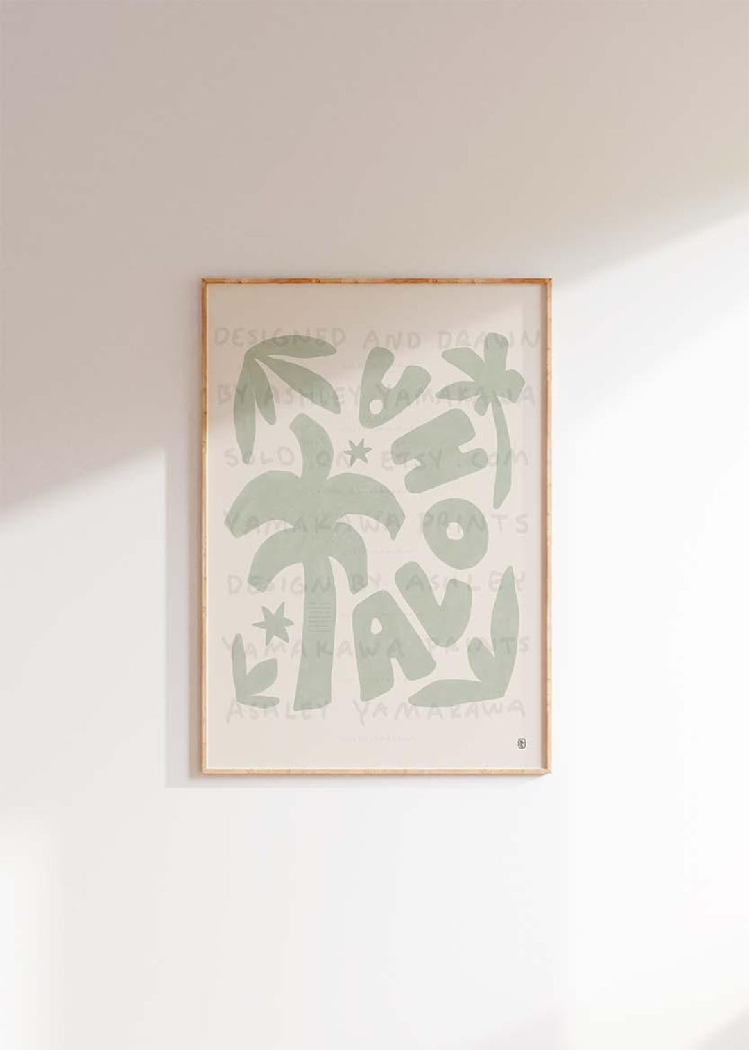Retro Sage Green Aloha Poster, Hawaii Wall Art, Vintage Living Room ...