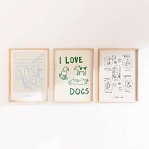 I LOVE DOGS Poster, Badly Drawn Dogs Wall Art, Dog Friends Digital ...