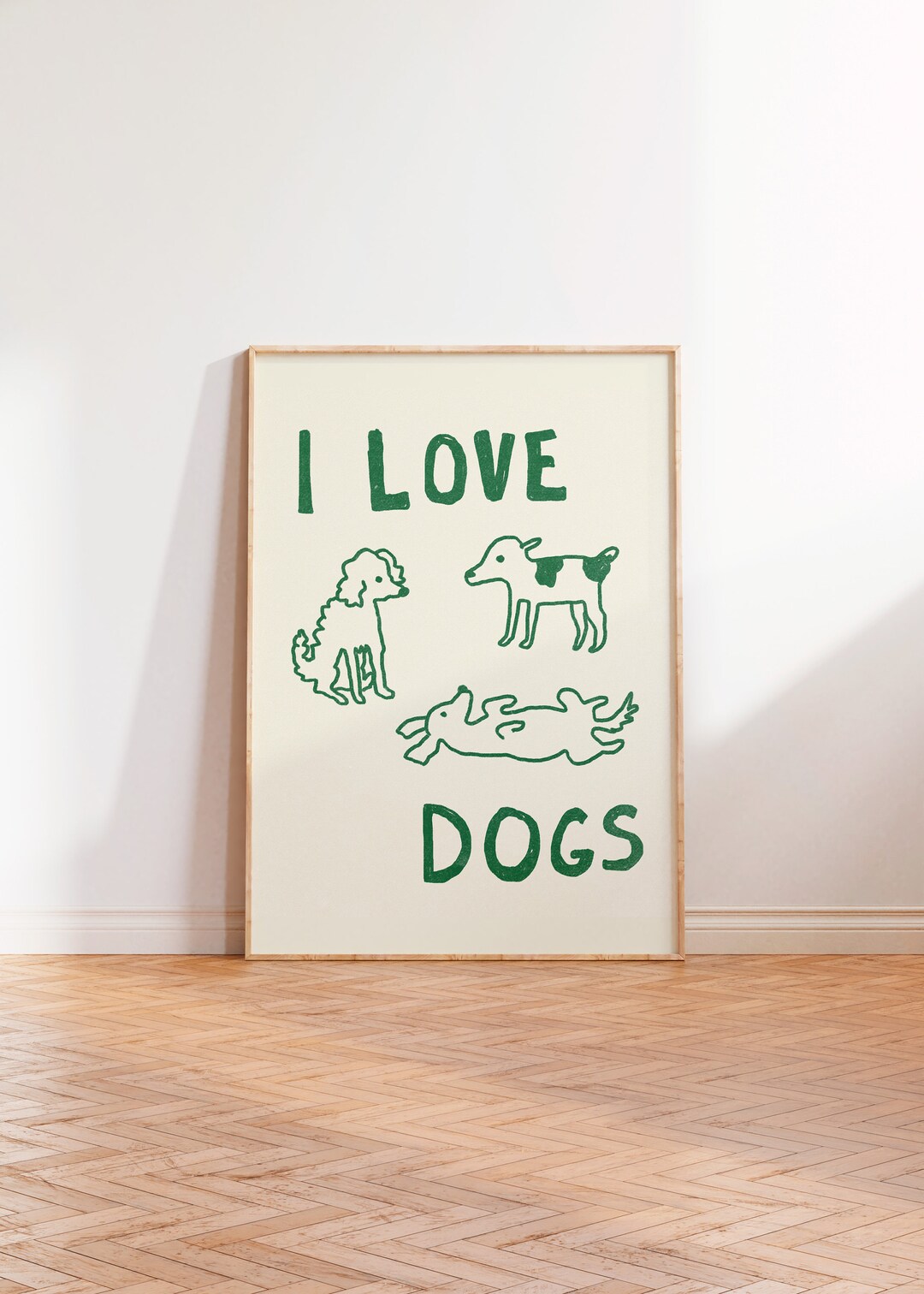 I LOVE DOGS Poster, Badly Drawn Dogs Wall Art, Dog Friends Digital ...
