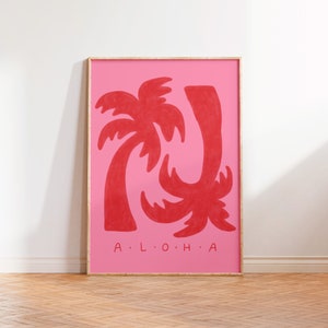 Retro Palm Tree Aloha Poster, Hawaii Inspired Wall Art, Vintage Living ...