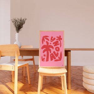 Retro Pink Aloha Poster Hawaii Wall Art Vintage Living Room - Etsy