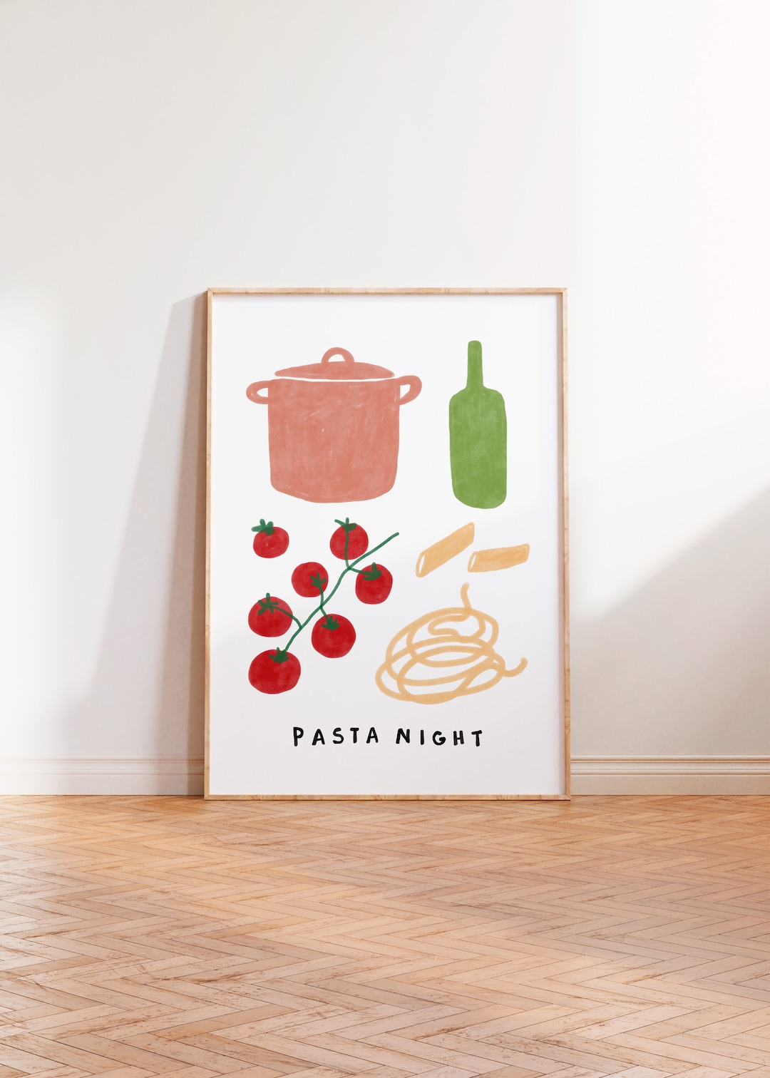 Pasta Night Wall Art, Italian Food Print, Retro Art Print, Eclectic ...