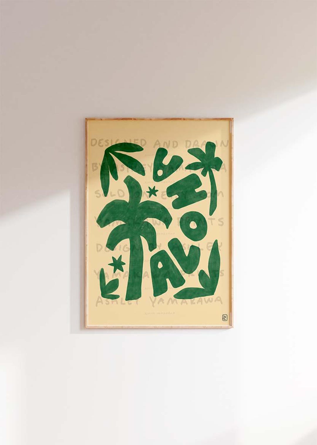 Retro Green Aloha Poster, Hawaii Wall Art, Vintage Living Room Digital ...
