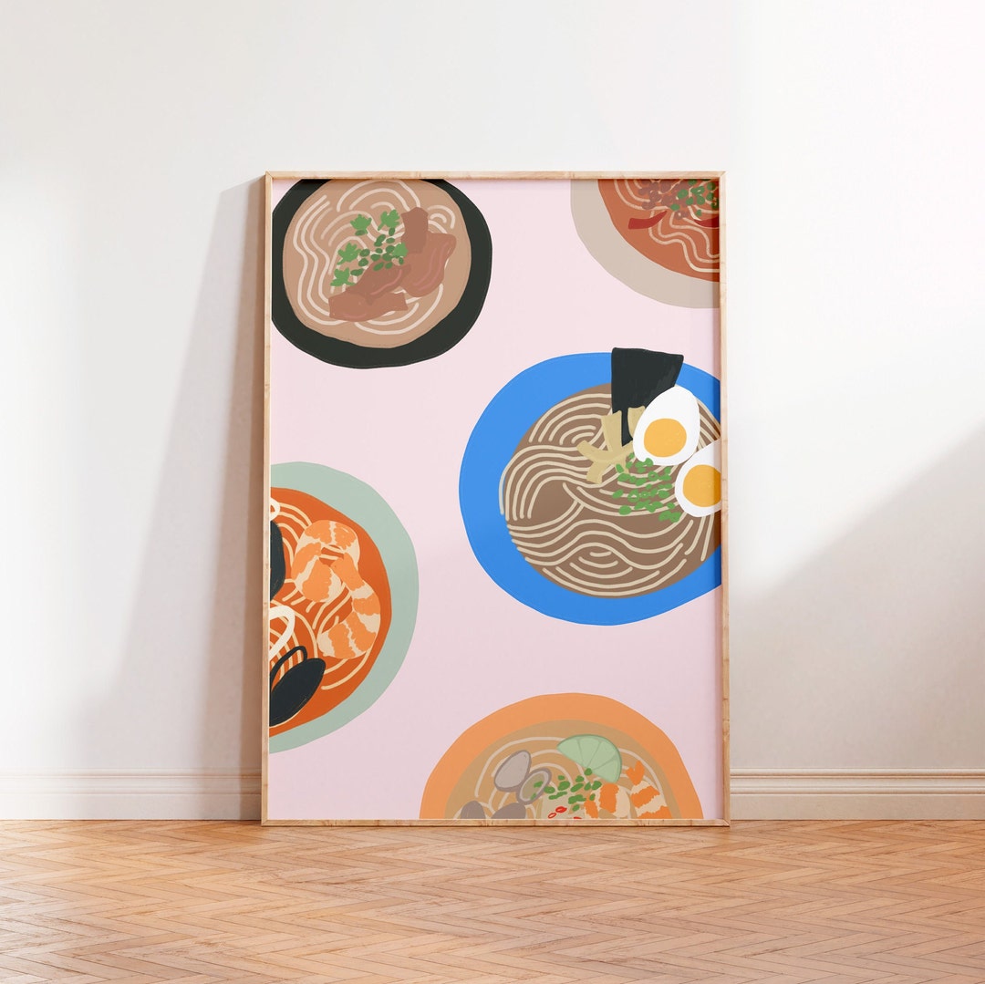 Noodles Poster Ramen Digital Art Print Pho Wall Art Korean - Etsy