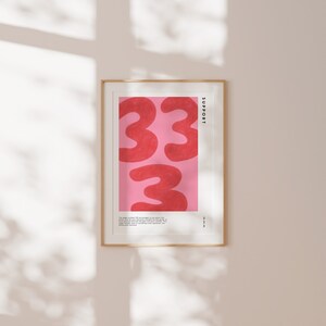 ANGEL NUMBER 333 Wall Art, Pink and Red Trendy Print, Spiritual ...