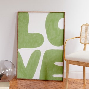 Green Love Typography Poster, Cute and Trendy Quote Art Print ...