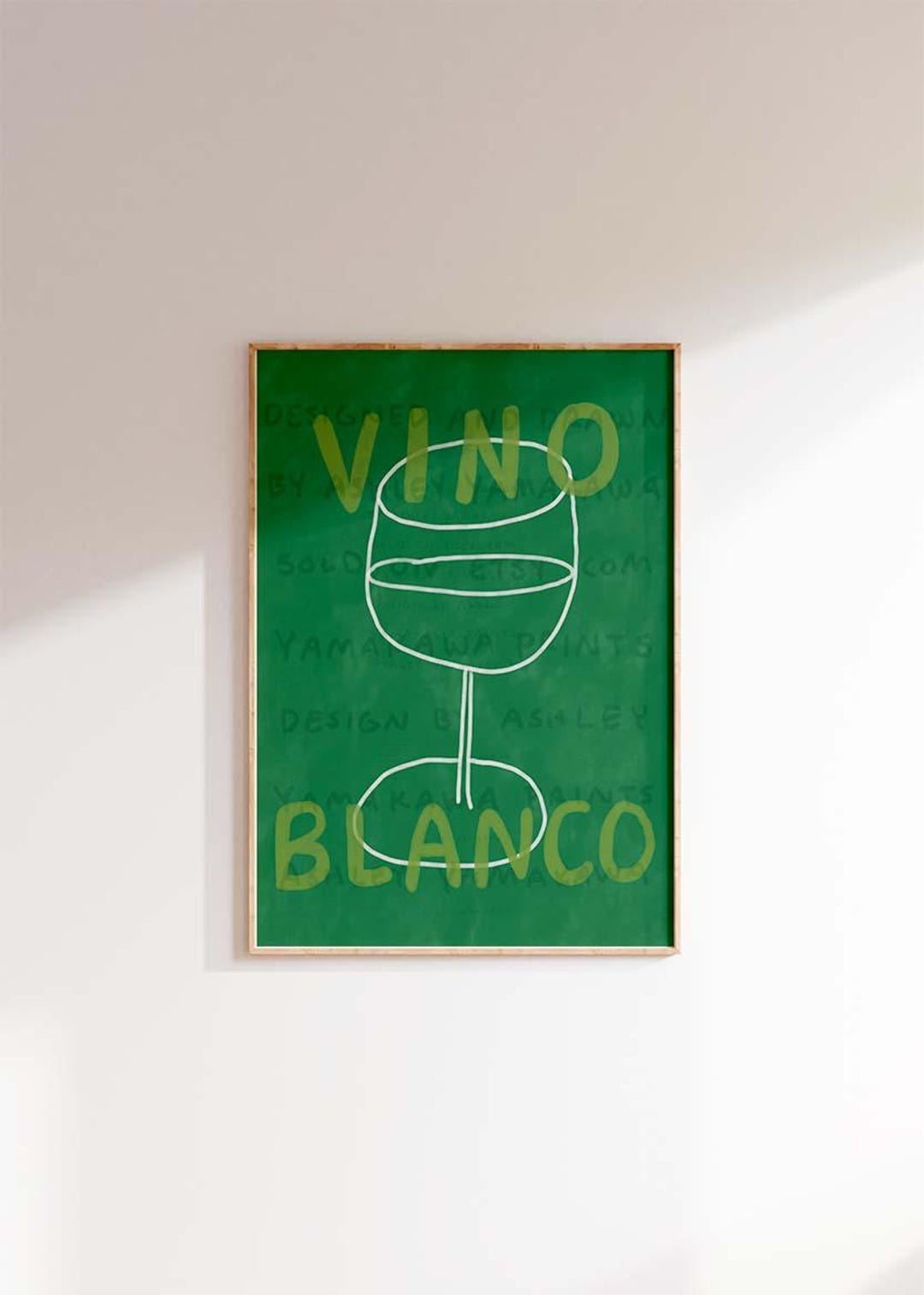 VINO BLANCO Wine Poster, Eclectic Drinks Wall Art, Contemporary Poster ...
