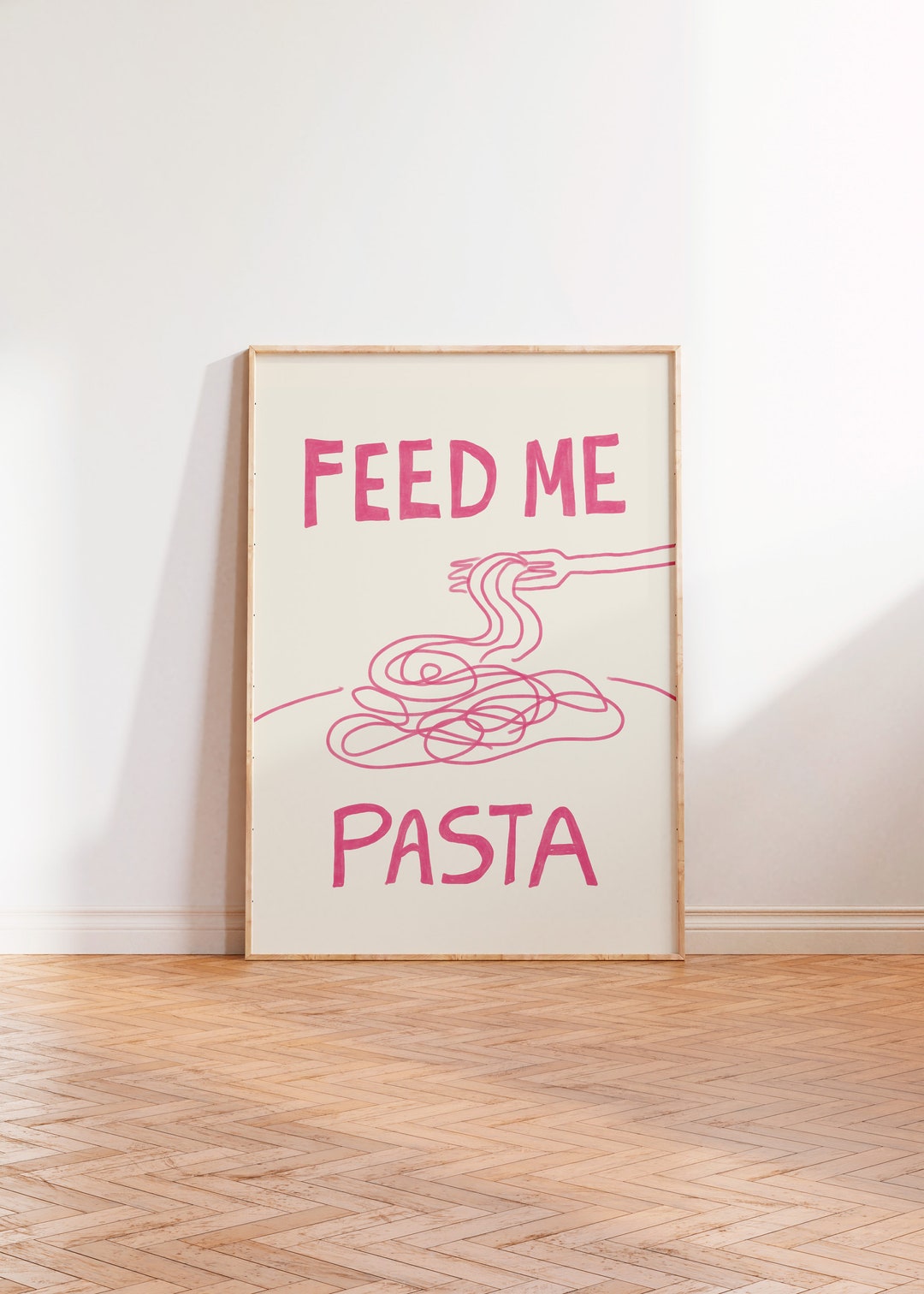 Feed Me Pasta Wall Art, Italian Food Poster, Retro and Hand-drawn ...