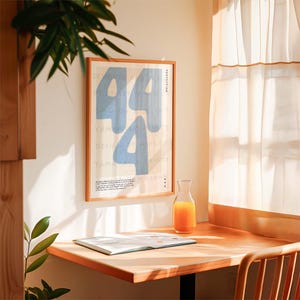 ANGEL NUMBER 444 Wall Art, Baby Blue Trendy Print, Spiritual ...