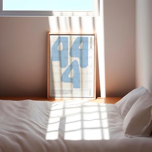 ANGEL NUMBER 444 Wall Art, Baby Blue Trendy Print, Spiritual Affirmation Wall Poster, Alignment ...