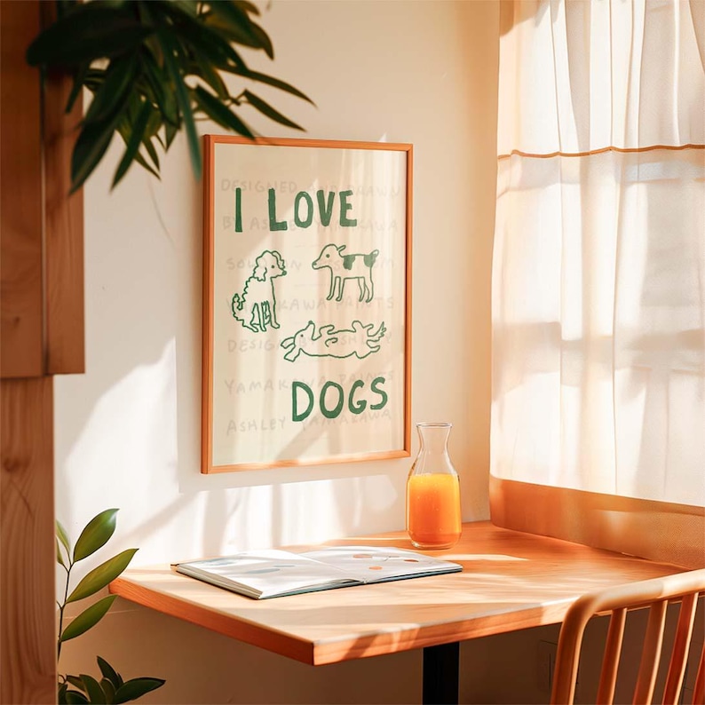 I LOVE DOGS Poster, Badly Drawn Dogs Wall Art, Dog Friends Digital ...