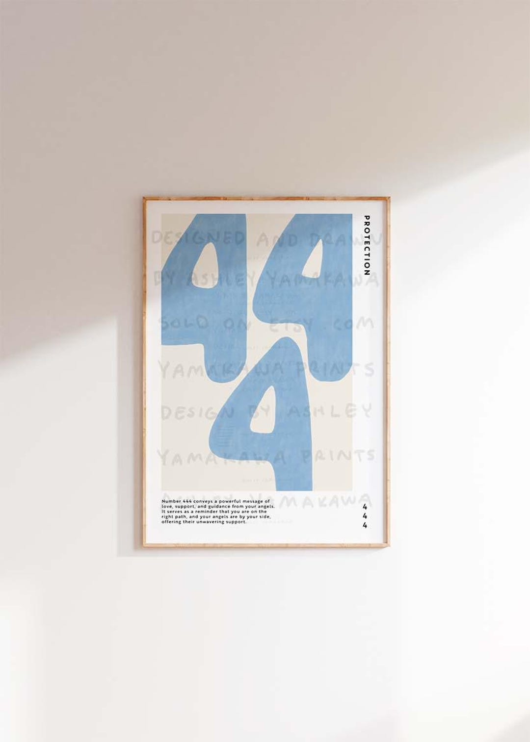 ANGEL NUMBER 444 Wall Art, Baby Blue Trendy Print, Spiritual Affirmation Wall Poster, Alignment ...