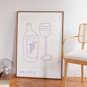 Salute Italian Wine Poster, Modern Food Wall Art, Contemporary Poster ...