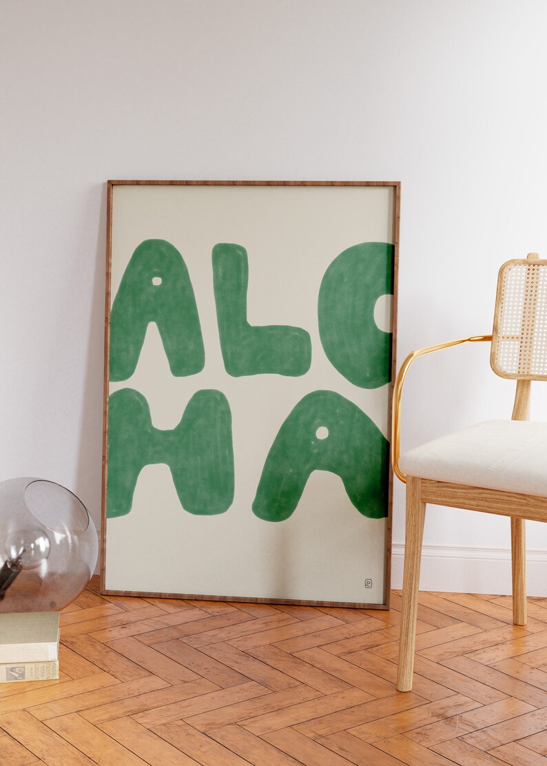 RETRO ALOHA Typography Poster Vintage Hawaiian Wall Art - Etsy