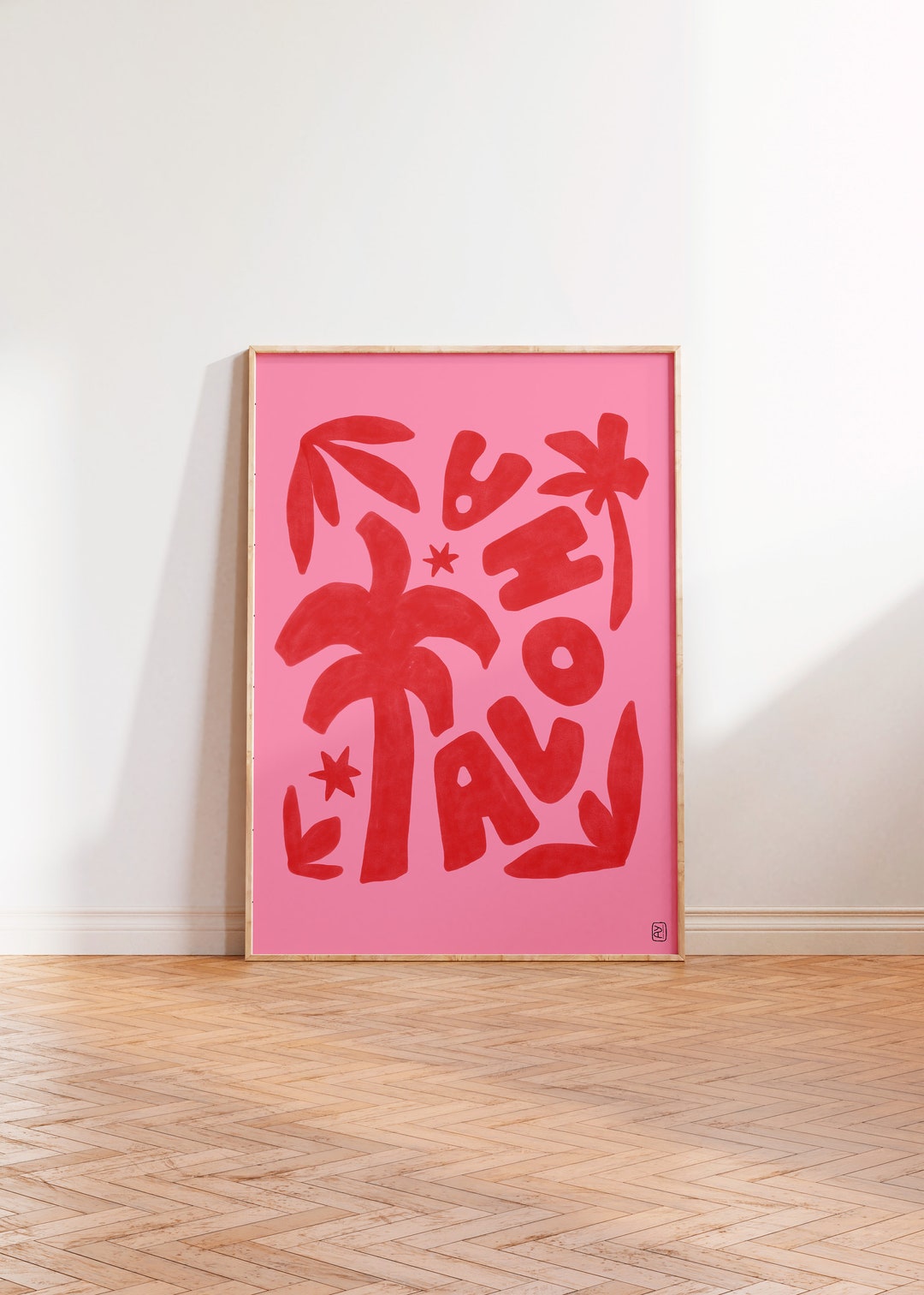 Retro Pink Aloha Poster Hawaii Wall Art Vintage Living Room - Etsy