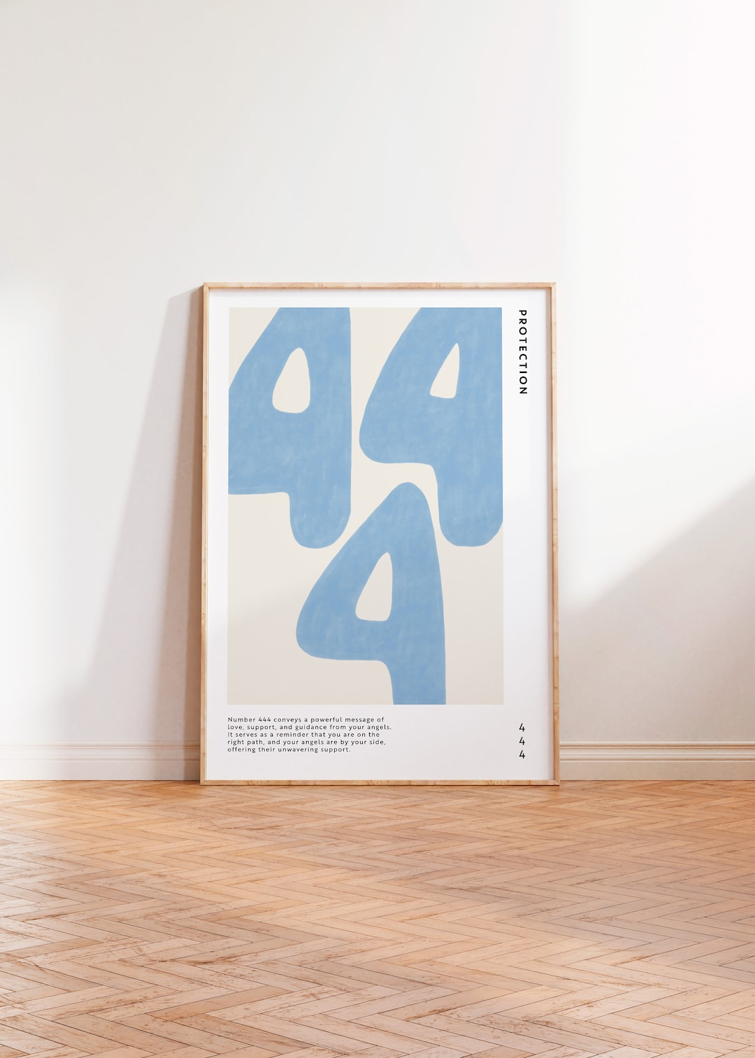 ANGEL NUMBER 444 Wall Art, Baby Blue Trendy Print, Spiritual Affirmation Wall Poster, Alignment ...