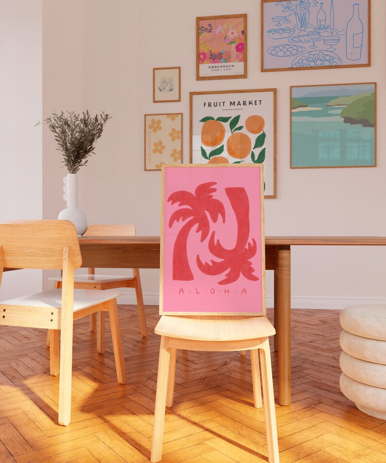 Retro Palm Tree Aloha Poster Hawaii Inspired Wall Art - Etsy