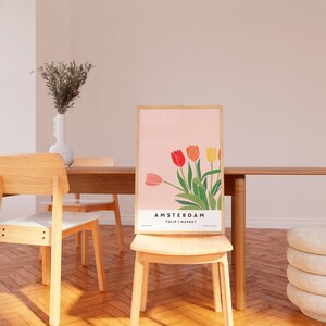 AMSTERDAM Flower Market Poster, Pink Netherlands Tulip Market, Holland ...
