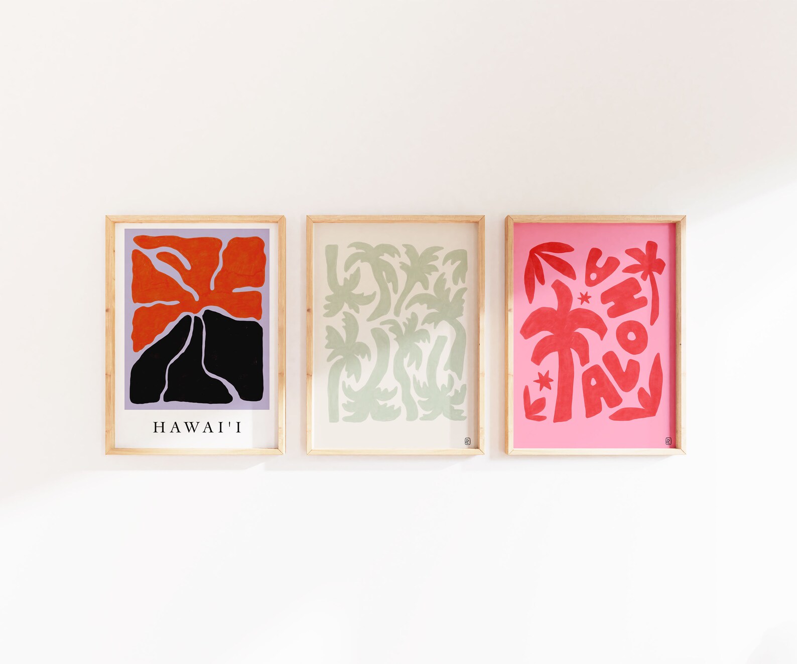 Retro Palm Tree Poster Hawaiian Wall Art Vintage Living Room - Etsy