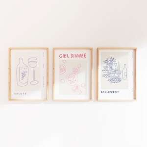 GIRL DINNER Poster, Cute and Trendy Let's Eat Art Print, Pink Wall Art ...