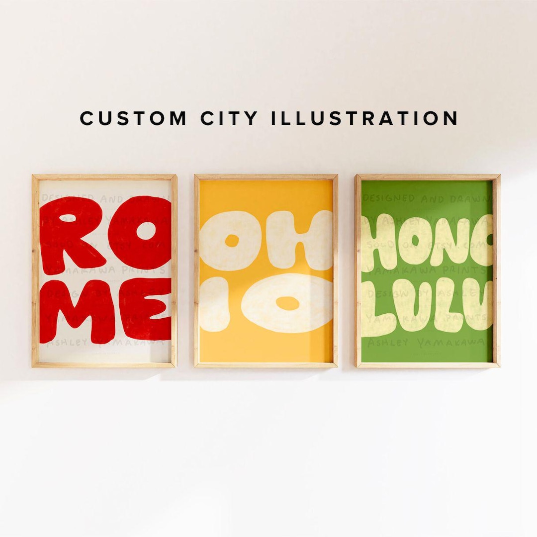 Custom City Typography Poster, Personalized Location Wall Art, City or ...