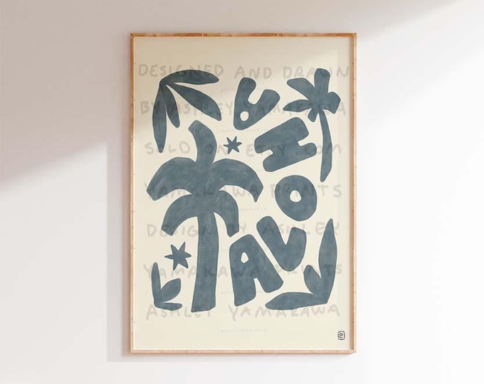 Retro Aloha Poster, Hawaii Inspired Wall Art, Vintage Living Room ...