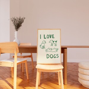 I LOVE DOGS Poster, Badly Drawn Dogs Wall Art, Dog Friends Digital ...