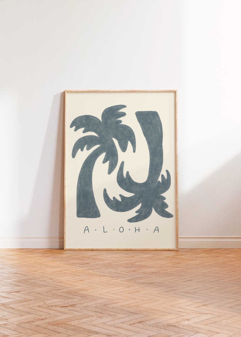 Retro Palm Tree Aloha Poster Hawaii Inspired Wall Art - Etsy