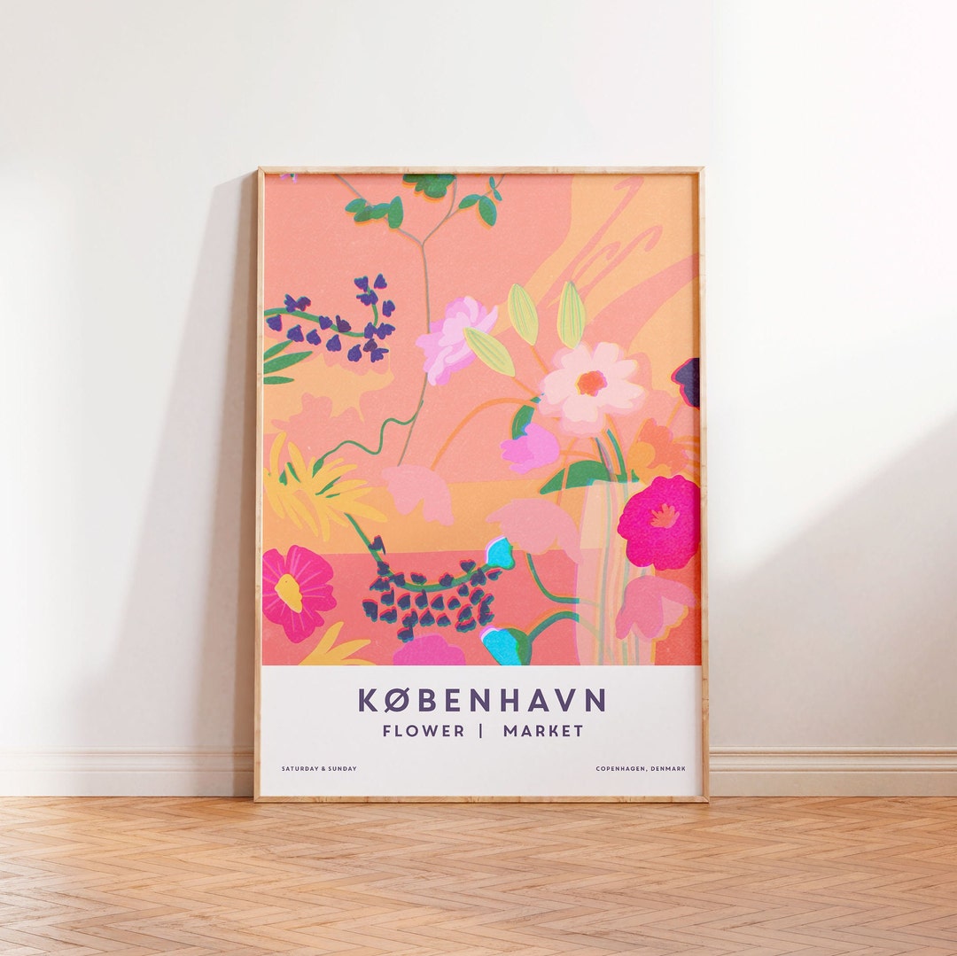 Kobenhavn Flower Market Poster, Copenhagen Flower Market, Peachy Prink ...