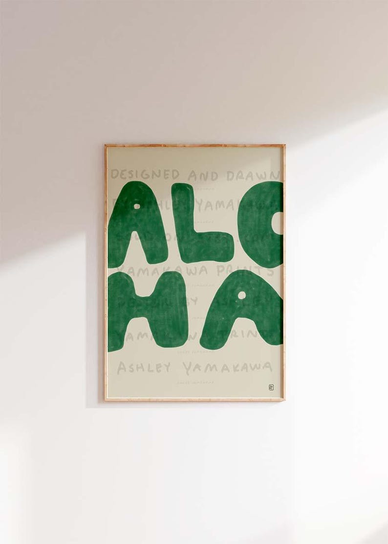 RETRO ALOHA Typography Poster, Vintage Hawaiian Wall Art, Eclectic Home ...