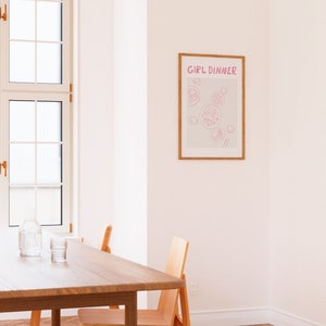 GIRL DINNER Poster, Cute and Trendy Let's Eat Art Print, Pink Wall Art ...