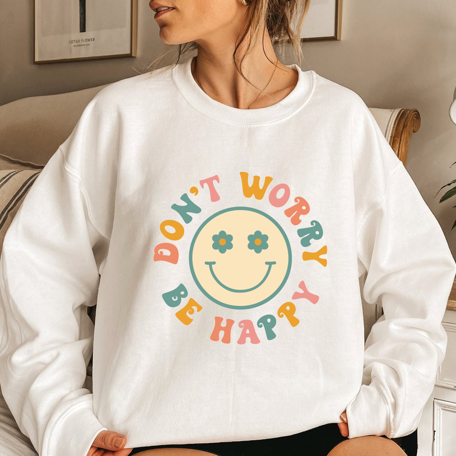 Don't Worry Be Happy Svg Good Vibes Svg Retro Hippie | Etsy