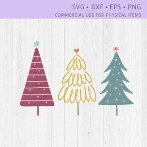 Boho Christmas Trees SVG Bundle, Merry Christmas Trees PNG Clipart ...