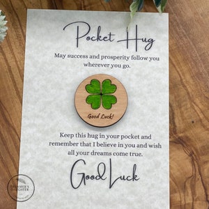 Good Luck, Wood Engraved Token, Pocket Hug, Luck Token, Wishing You ...