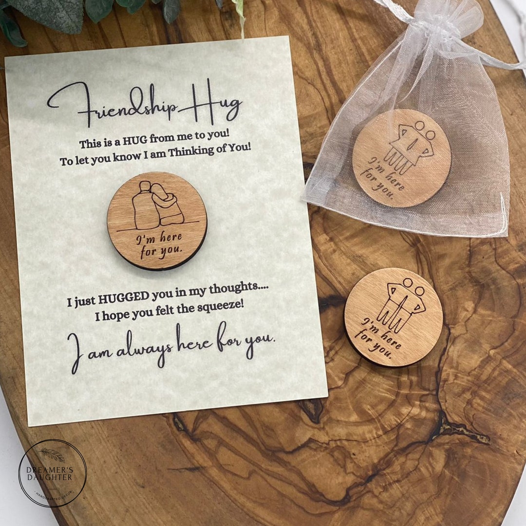 Friendship Hug, I Am Here for You, Thinking of You, Pocket Token, Wood ...