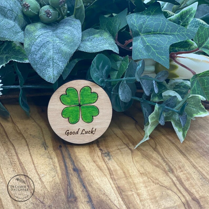 Good Luck, Wood Engraved Token, Pocket Hug, Luck Token, Wishing You ...