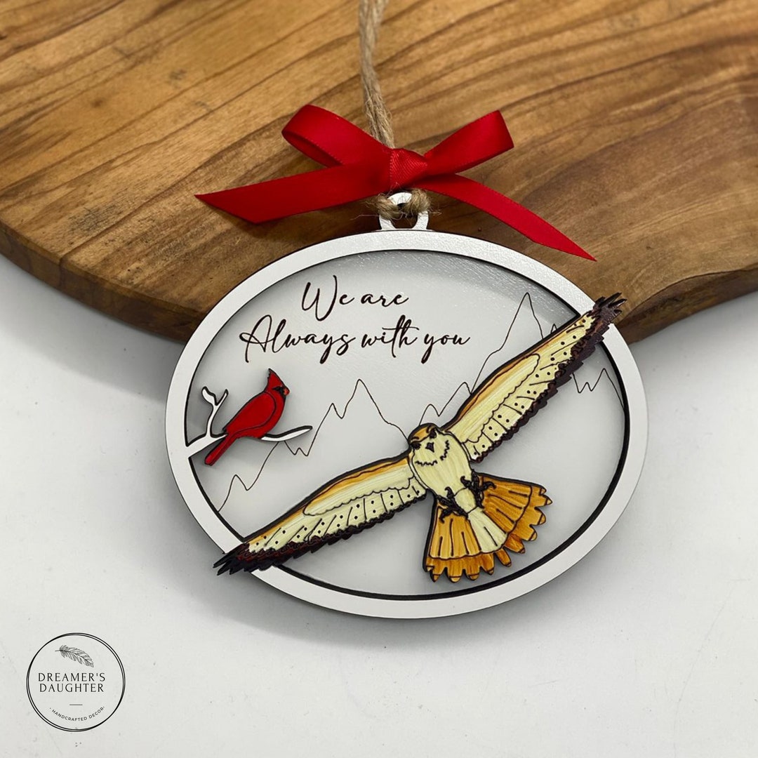 Cardinal and Hawk, We Are Always With You, Memorial Ornament, Thinking ...
