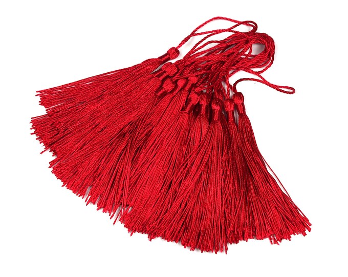 Dark Red Silk Bookmark Tassels, DIY Bookmark, Craft Supplies, Bag ...