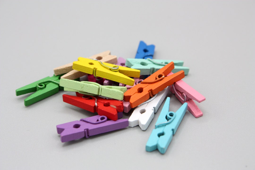 15 X Wooden Colourful Mini Pegs, Photo Pegs, Photos, Decoration, Small ...