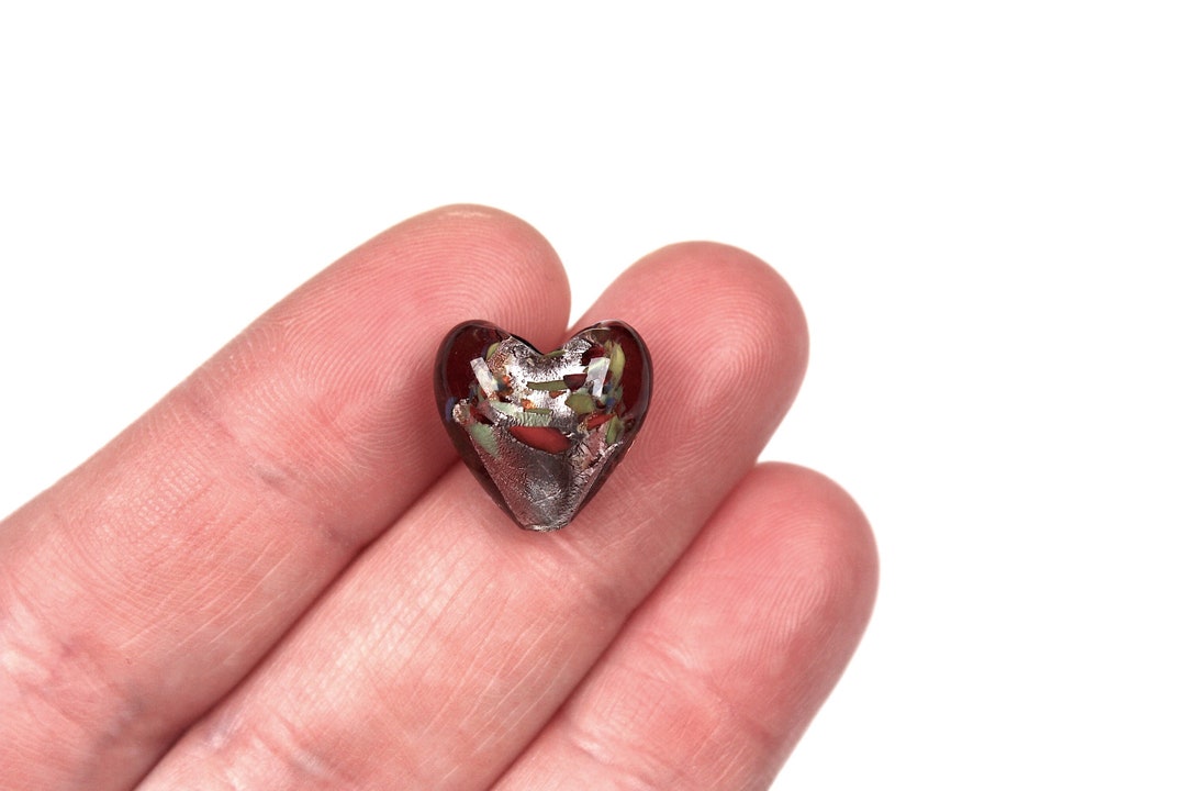 10 X Mixed Colour Handmade Foiled Heart Glass Beads - Etsy