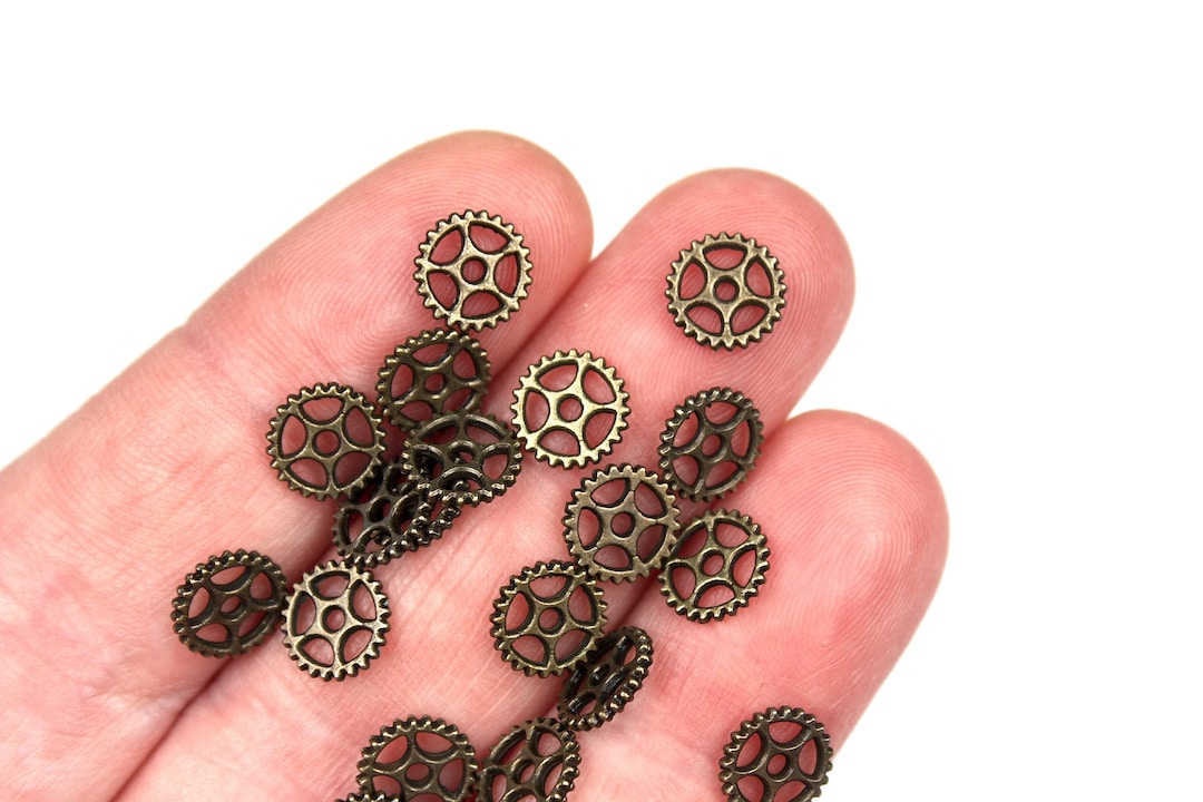 20 X Bronze Tone Mini Cogs Charms, Cog, Jewellery Making, Steampunk ...