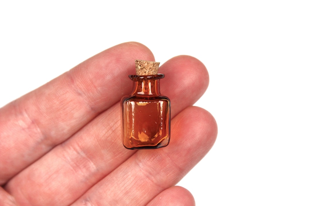 2 Mini Light Brown Glass Vial Bottles With Cork - Etsy