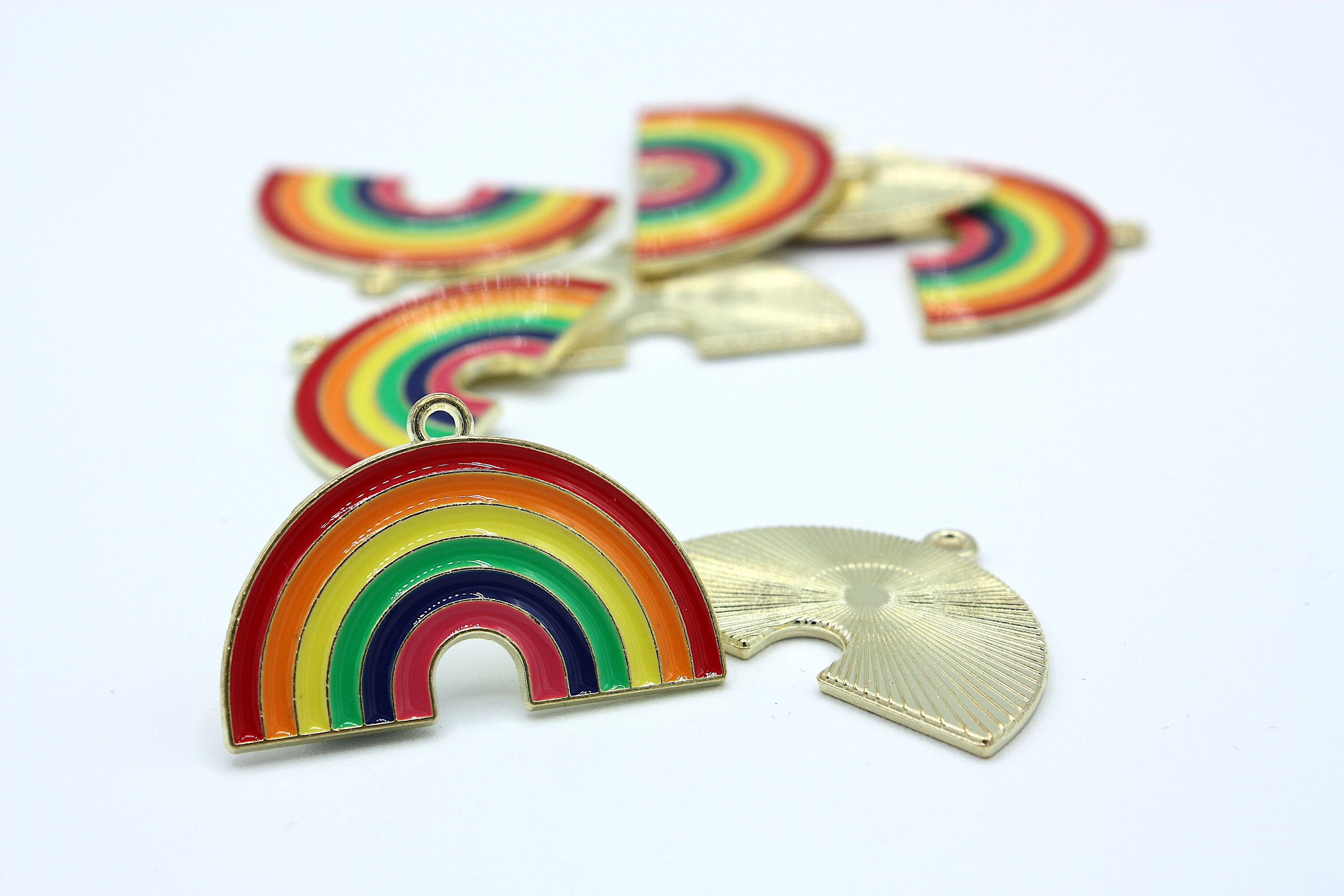 4 X Enamel Rainbow Metal Charms, Jewellery Making, Enamel Charms ...