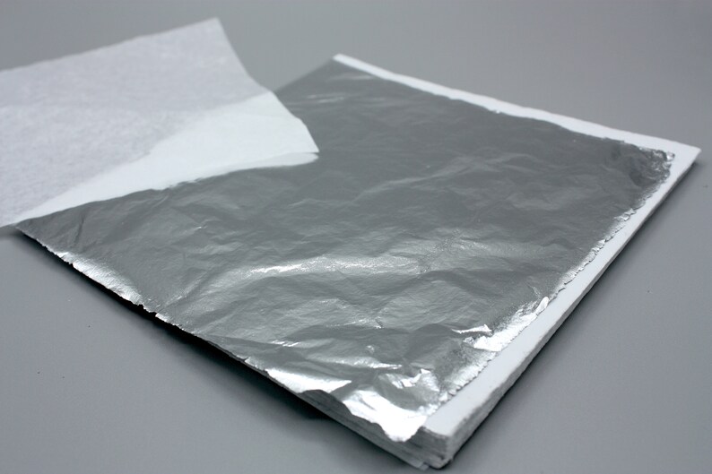 5 Silver Leaf Foil Sheets, Gilding, Decorative Craft, Nail Art, Silver ...