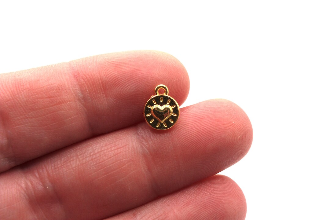Tiny Heart Gold Tone Charms, Metal Charm, Small Heart Charms, Hearts ...